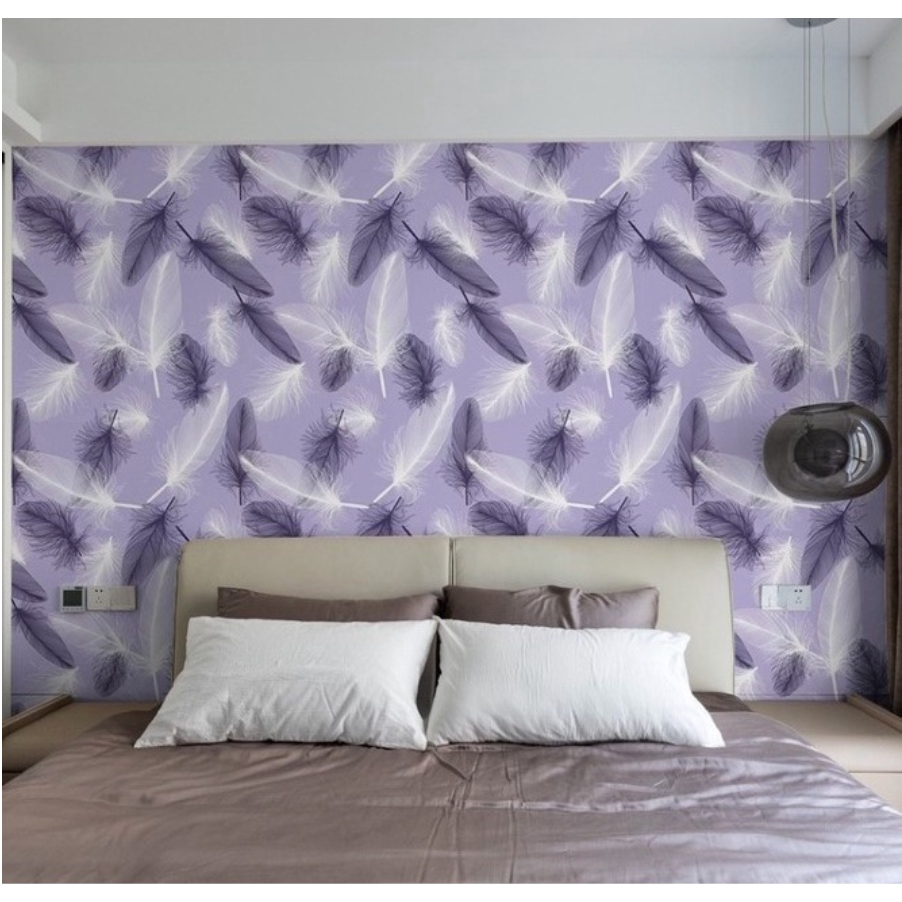 Jual Wallpaper Dinding Motif Bulu Merak Ayam Ungu Tosca 10m x 45cm ...