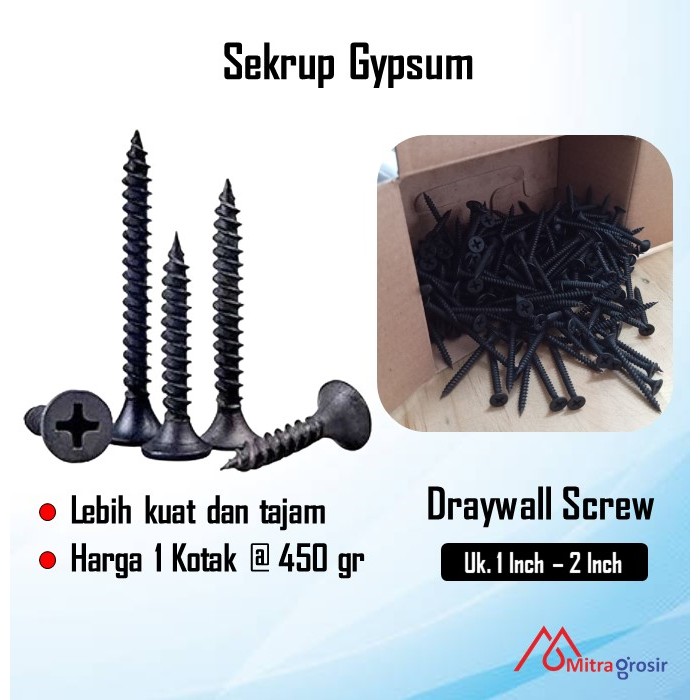 Jual Sekrup Gypsum Drywall Screw Skrup 1Dus 1in 1,25in 1,5in 2in Sekrup ...