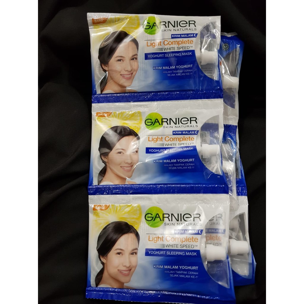 Jual (SACHET) Garnier Light Complete Yoghurt Sleeping Mask Night Cream ...