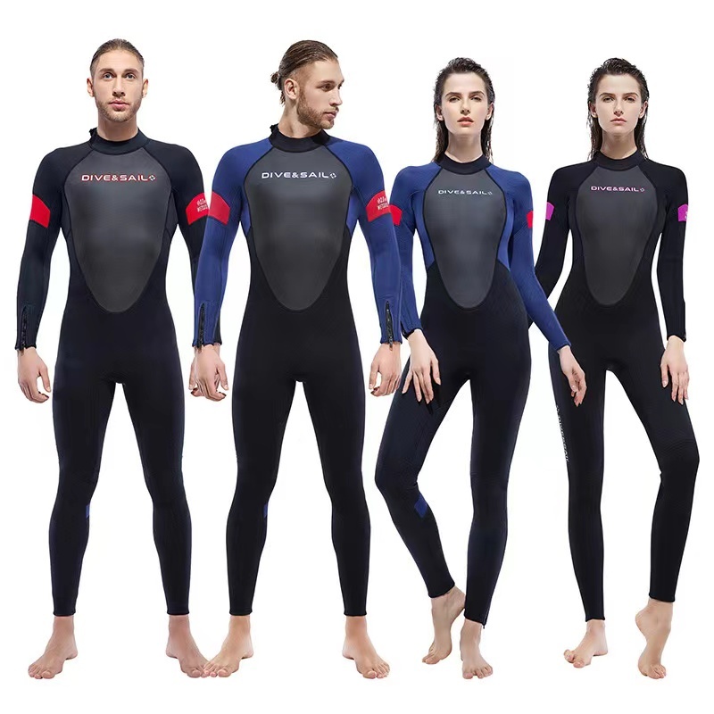Jual 3MM DIVE&SAIL Neoprene Wetsuit Diving Set Men And Women One-piece ...