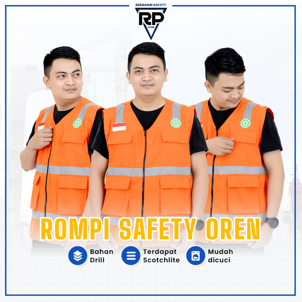 Jual Rompi safety Oren Seragam Kerja Lapangan Kemeja Proyek K3 Pakaian ...