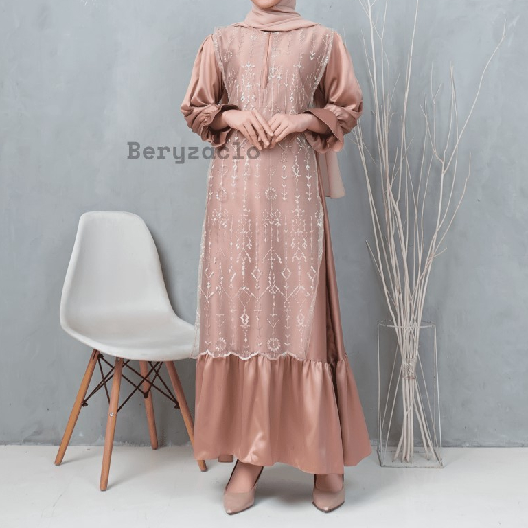 Jual SNOWY DRESS SET BAHAN SILK OUTER BRUKAT (M-XXL) LD 120CM DRESS ...