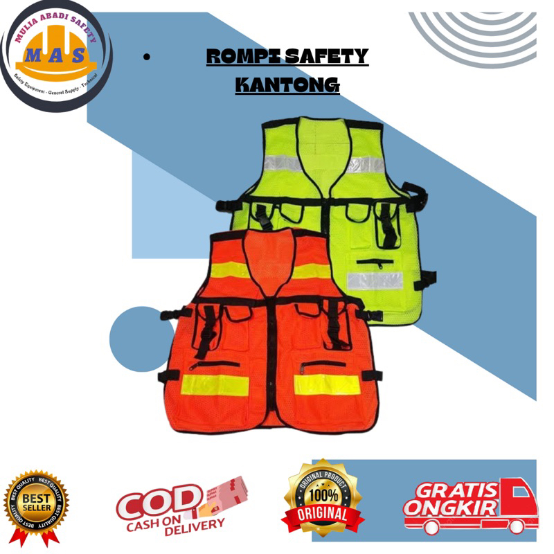 Jual Rompi Safety Jaring 6 Kantong Asgard / Rompi safety proyek / Rompi ...