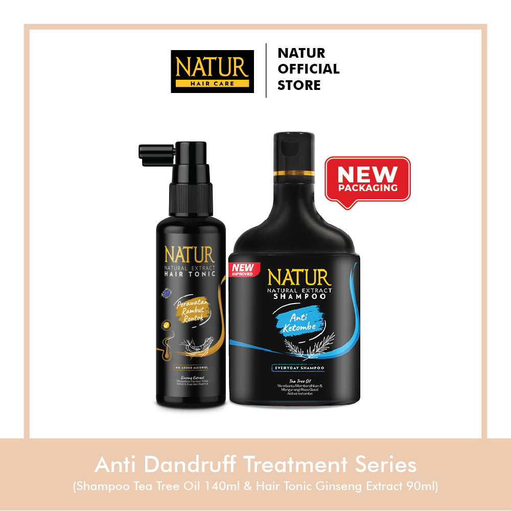 Jual Natur Anti Dandruff Treatment Series (Shampoo TTO + Hair Tonic ...