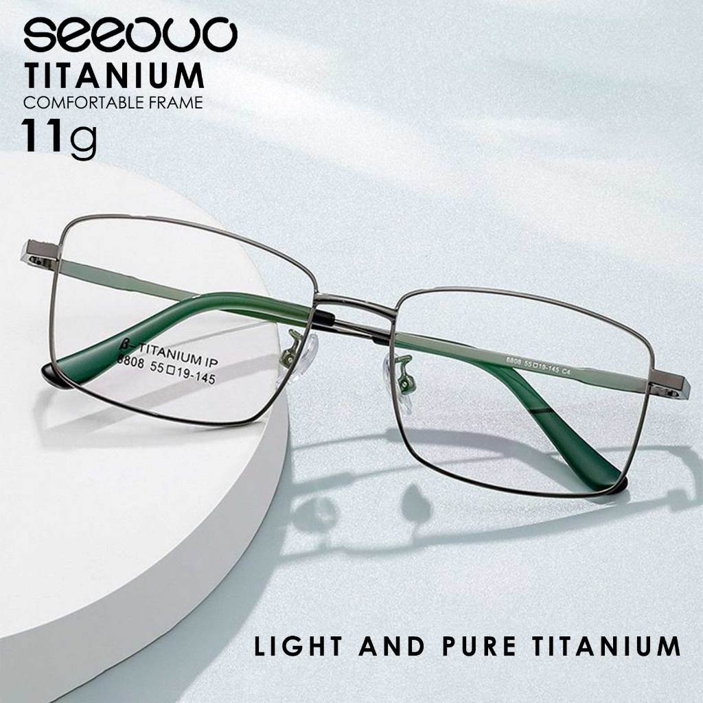 Jual Seeouo Frame Kacamata Bahan Titanium Model Kotak Fashion Pria Wanita Simple Bisa Minus ...