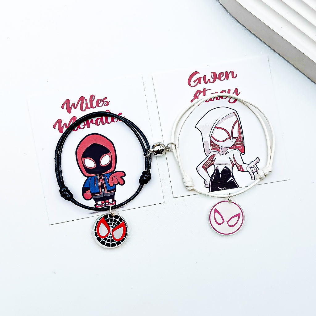 Jual Gelang Couple Spiderman Miles Morales & Gwen Stacy Free Box Tali ...