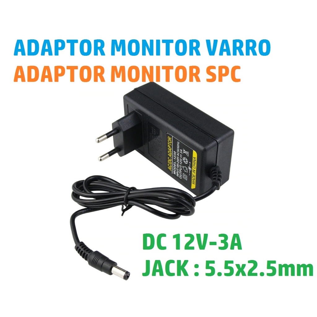 Jual ADAPTOR MONITOR SPC/ADAPTOR MONITOR VARRO 12V-3A (5.5x2.5MM ...