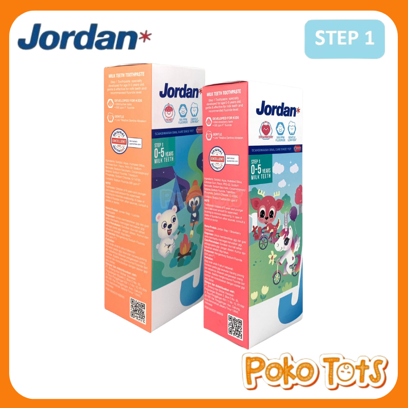 Jual Jordan Oral Care Kids Toothpaste Step 1 isi 20gr / 75gr Pasta Gigi ...