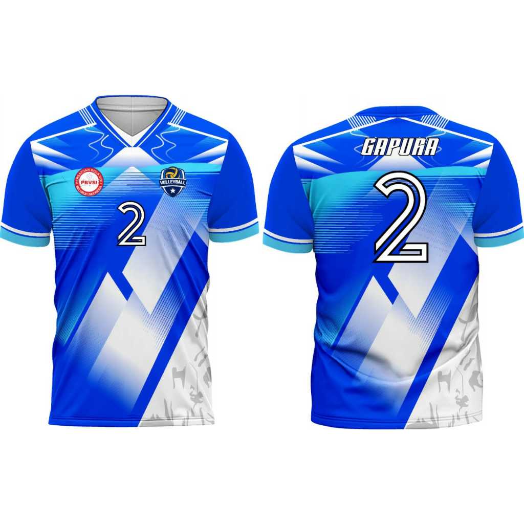 Jual Jersey Volly Biru Abstrak Putih full Printing (Bisa tambah nameset ...