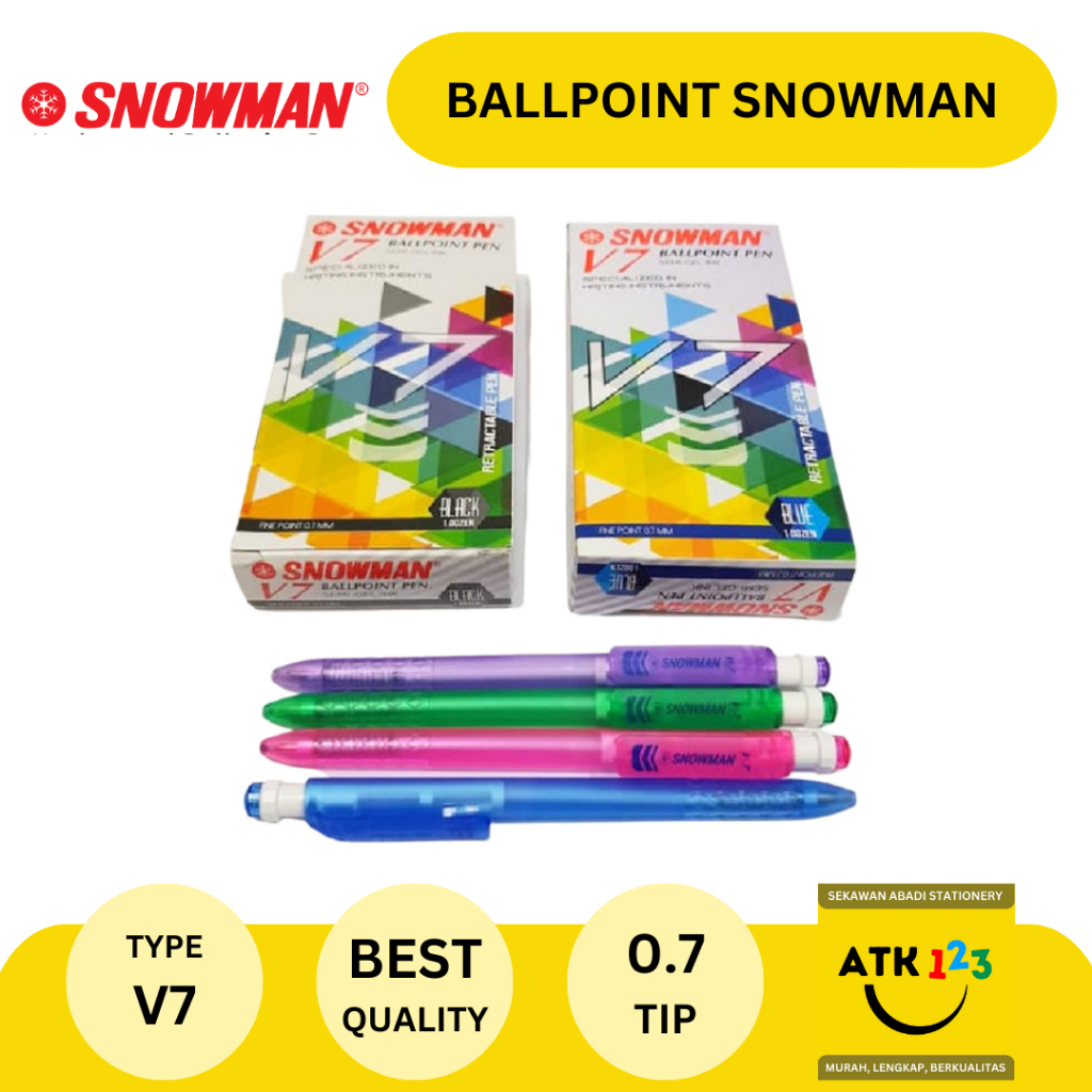 Jual Ballpoint / Bolpen / Pulpen Merk Snowman V-7 V7 Fine Point 0.7 ...