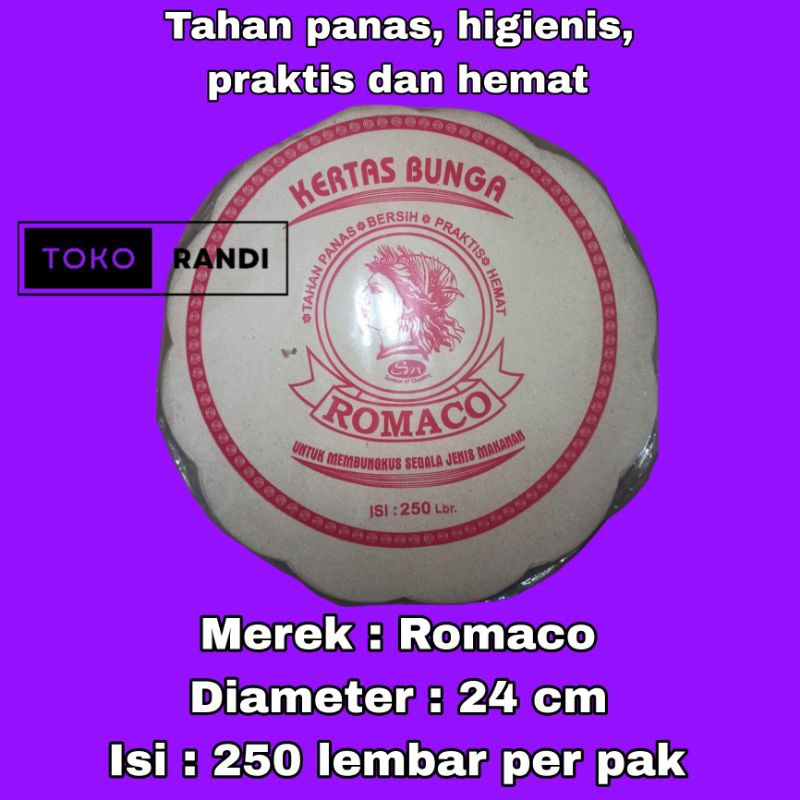 Jual Kertas Alas Piring Romaco/ Kertas Betuk Bunga Isi 250 Lembar Ukuran 24 cm | Shopee Indonesia