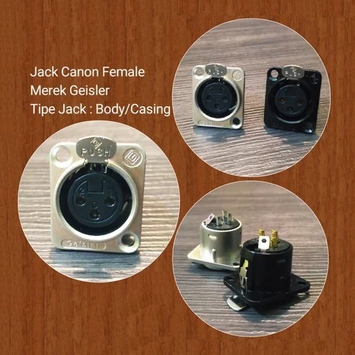 Jual Socket Canon GEISLER XLR Female 3 Pin Body Besi Silver Adapter ...