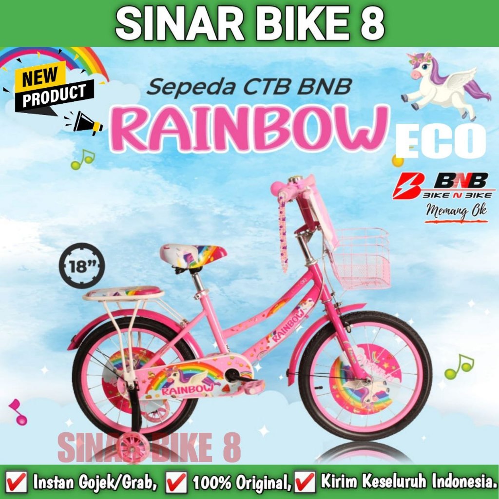 Jual Sepeda Mini Anak Perempuan BNB RAINBOW Ukuran 12 16 18 Inch ...