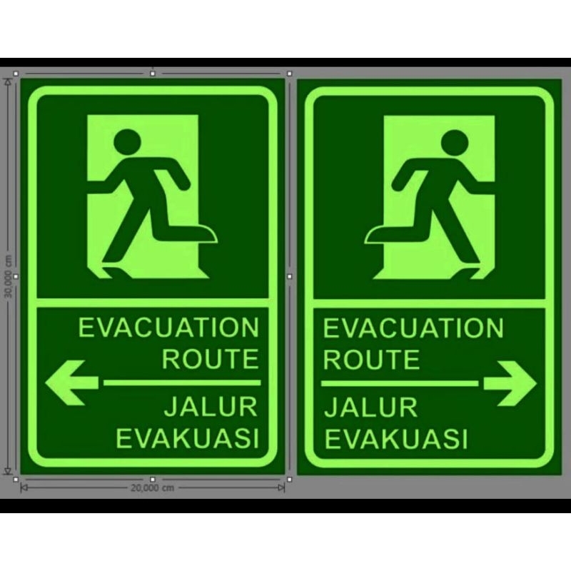 Jual SIGN STIKER EVACUATION ROUTE/ JALUR EVAKUASI ( GLOW IN THE DARK ) | Shopee Indonesia