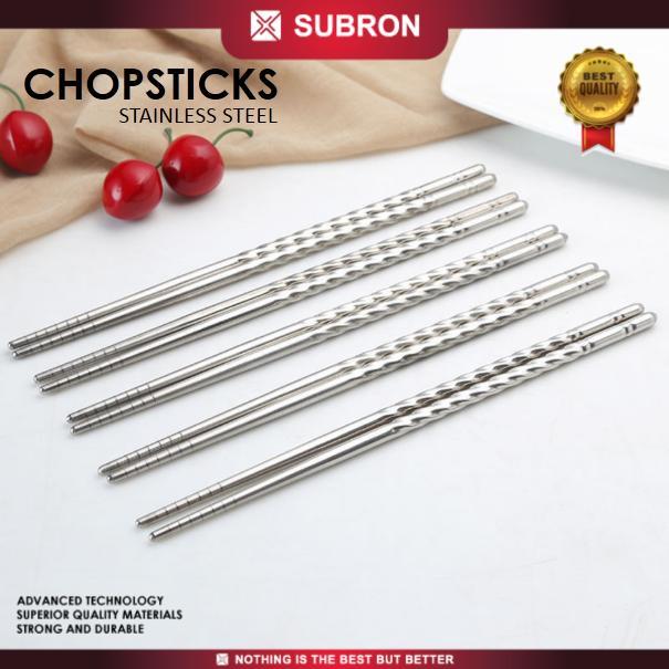 Jual SUBRON 5 Pasang Sumpit Stainless Steel Choppsticks Elegan Murah ...