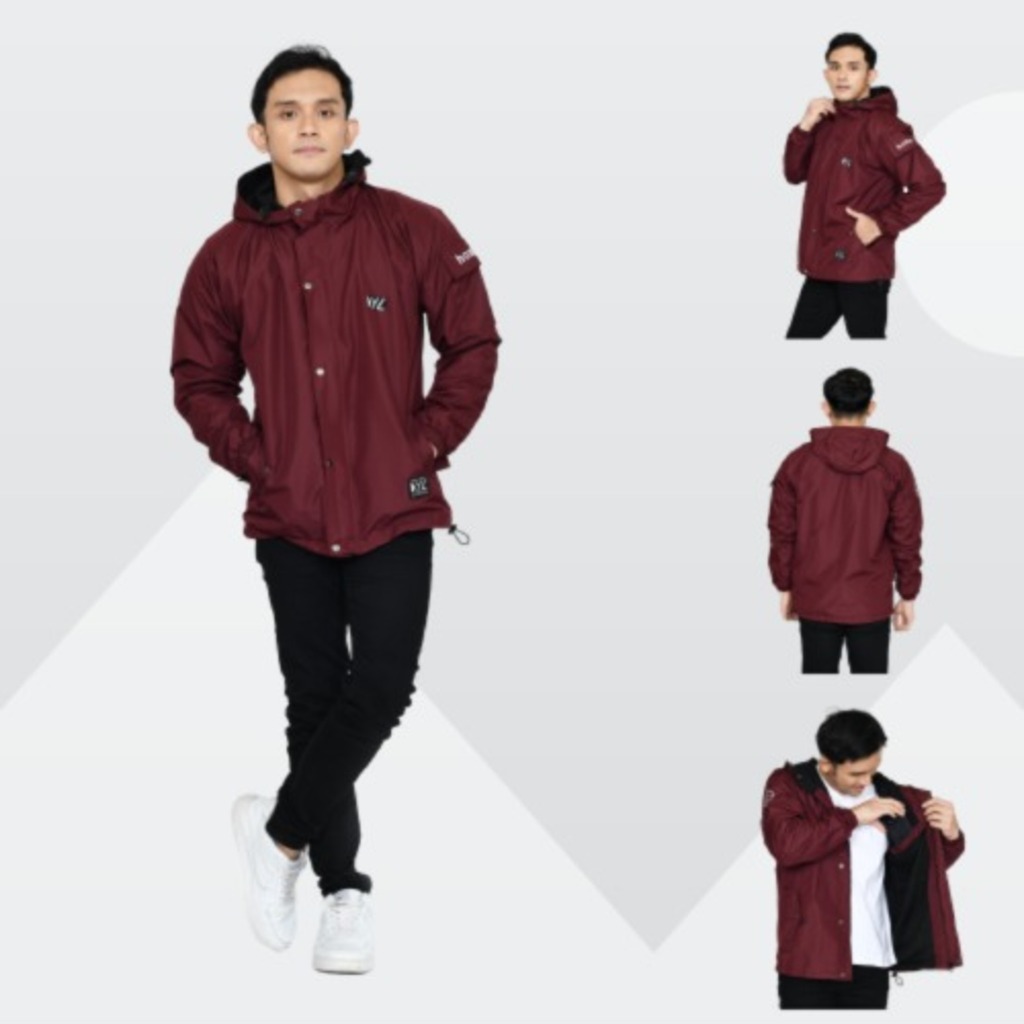 Jual Jaket Parasut Pria Jaket Semi Parka Taslan waterproof Jaket ...