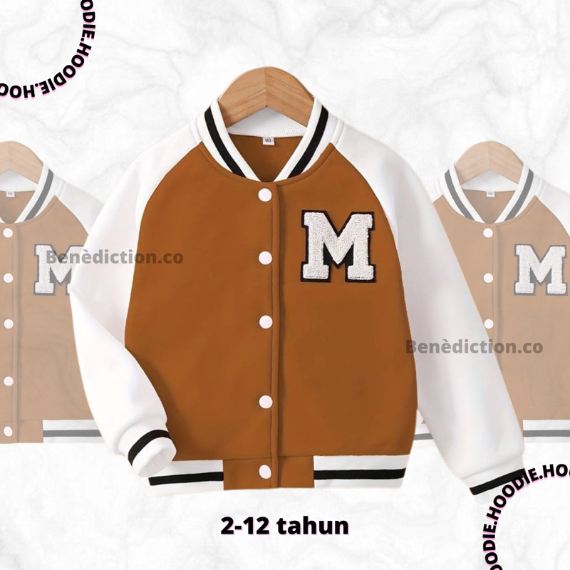 Jual Jaket Varsity Anak Inisial M Laki Laki Perempuan Umur 2 3 4 5 6 7 ...
