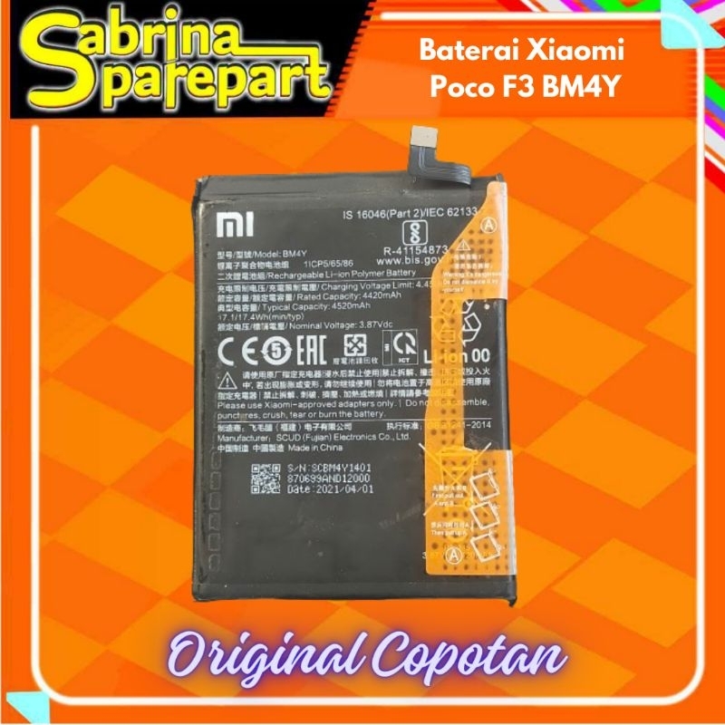 Jual Baterai Xiaomi Poco F3 BM4Y Dijamin Original cabutan | Shopee Indonesia