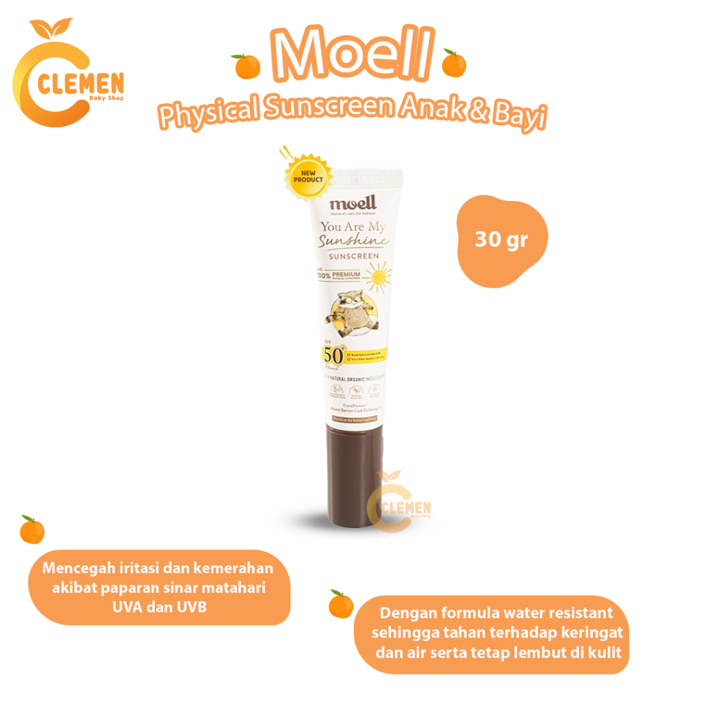 Jual Moell Physical Sunscreen Anak & Bayi SPF 50+ (PA++++) 30 gr ...
