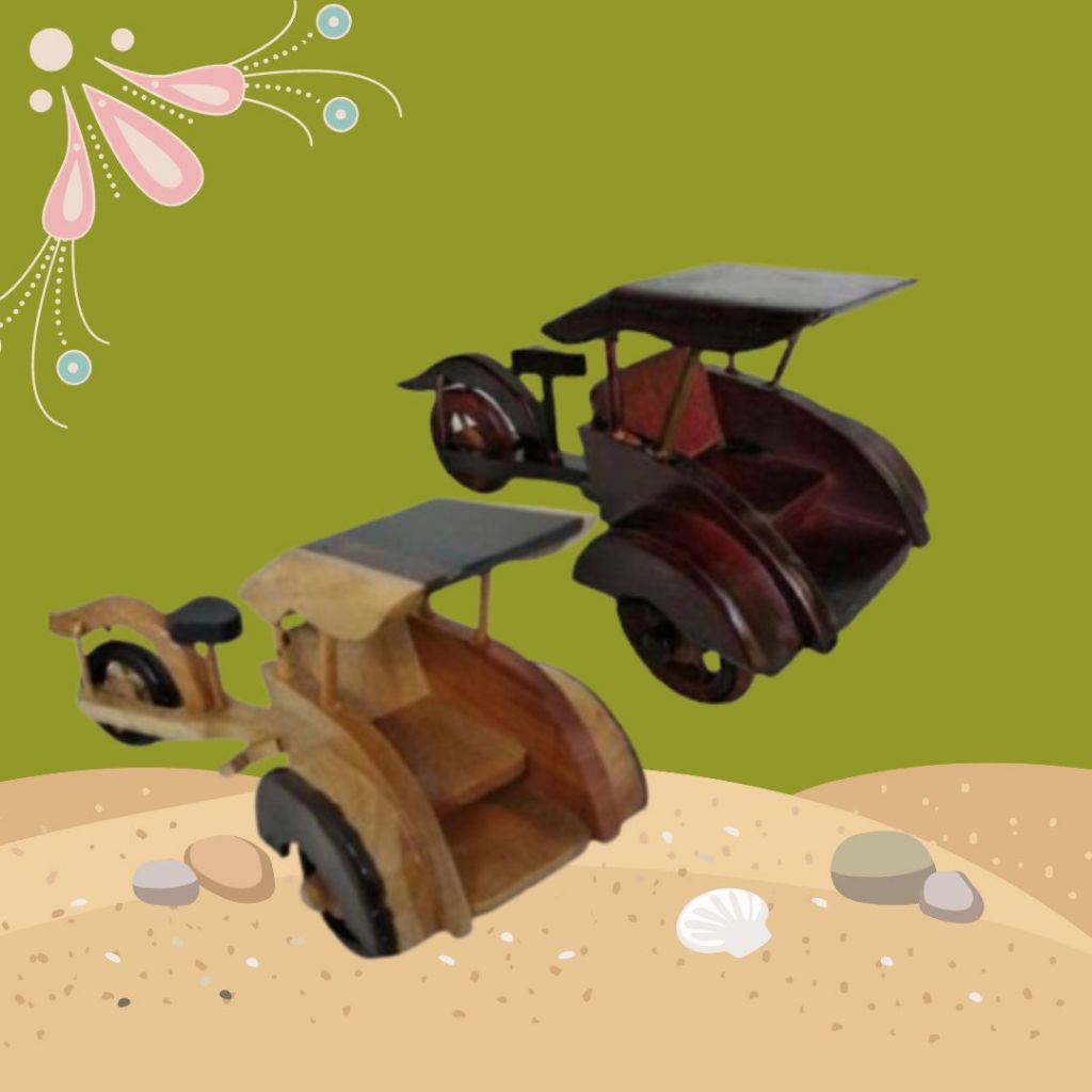 Jual MURAH MINIATUR BECAK KAYU MINI | Shopee Indonesia