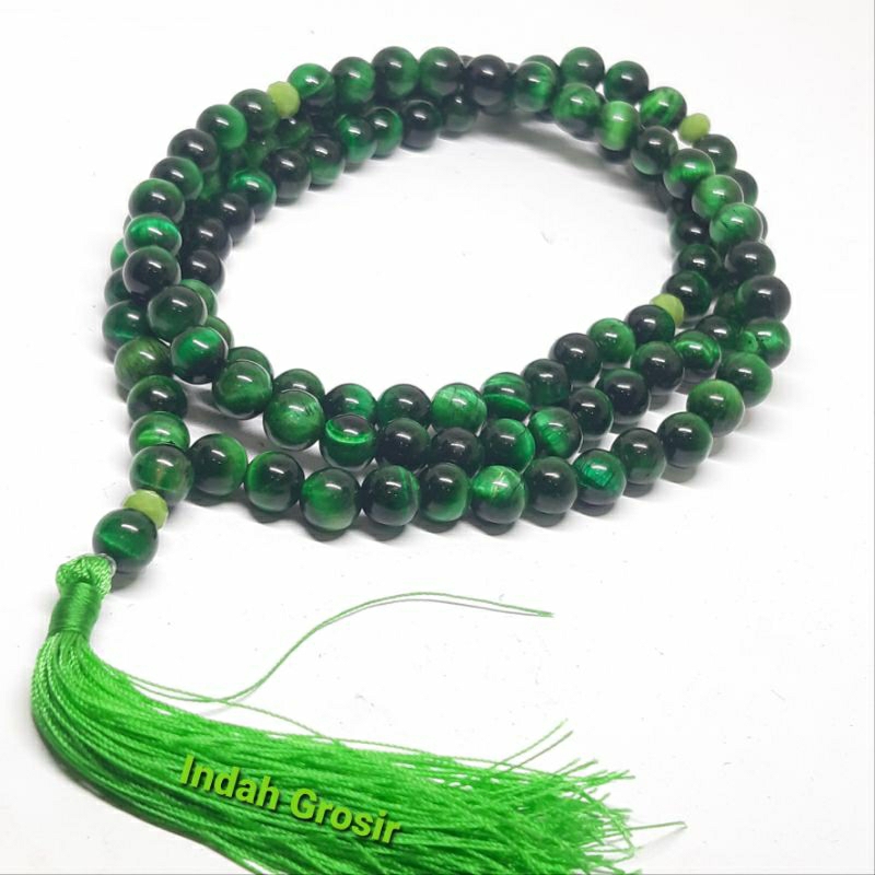 Jual TASBIH BATU GREEN TIGER KET EYE HIJAU 8MM 108BUTIR | Shopee Indonesia