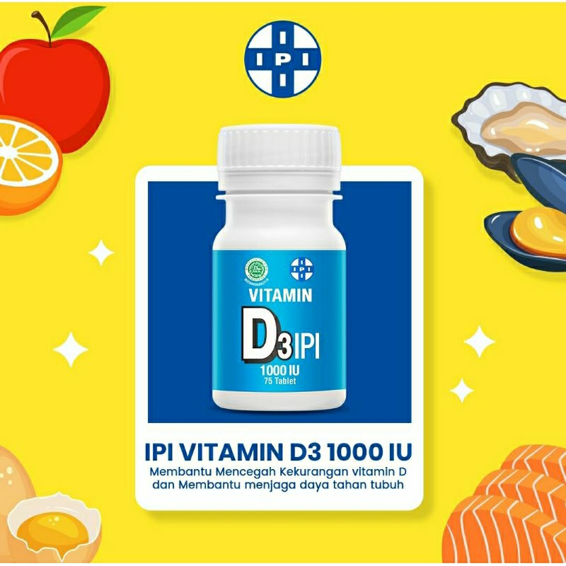 Jual Vitamin IPI D3 1000iu isi 75 dan 30 Tablet Vit D 3 1000 iu Vit ...