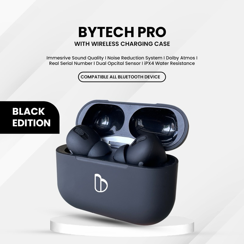 Jual BYTECH Pods Pro Black TWS Wireless Earphone Bluetooth + Free ...