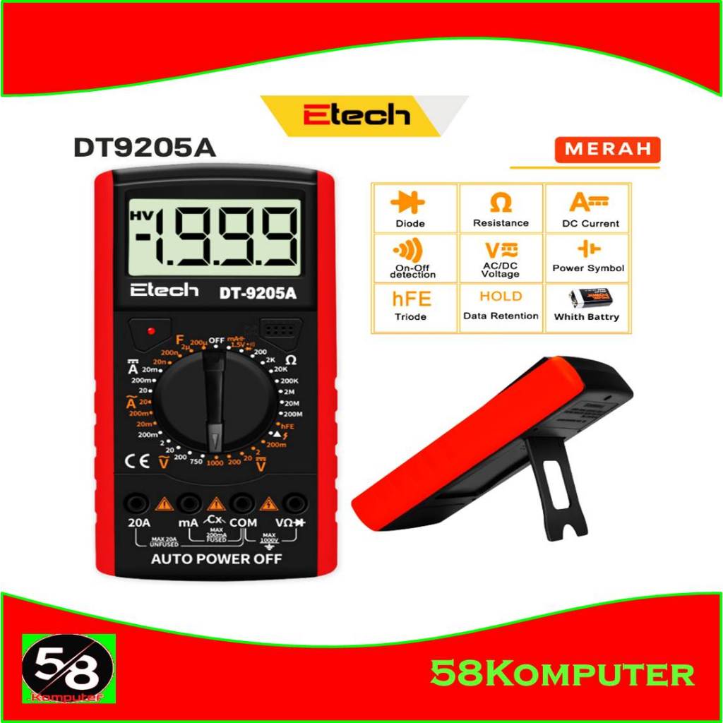 Jual Multi Tester Digital Dt9205 Multimeter Digital Voltage Meter ...