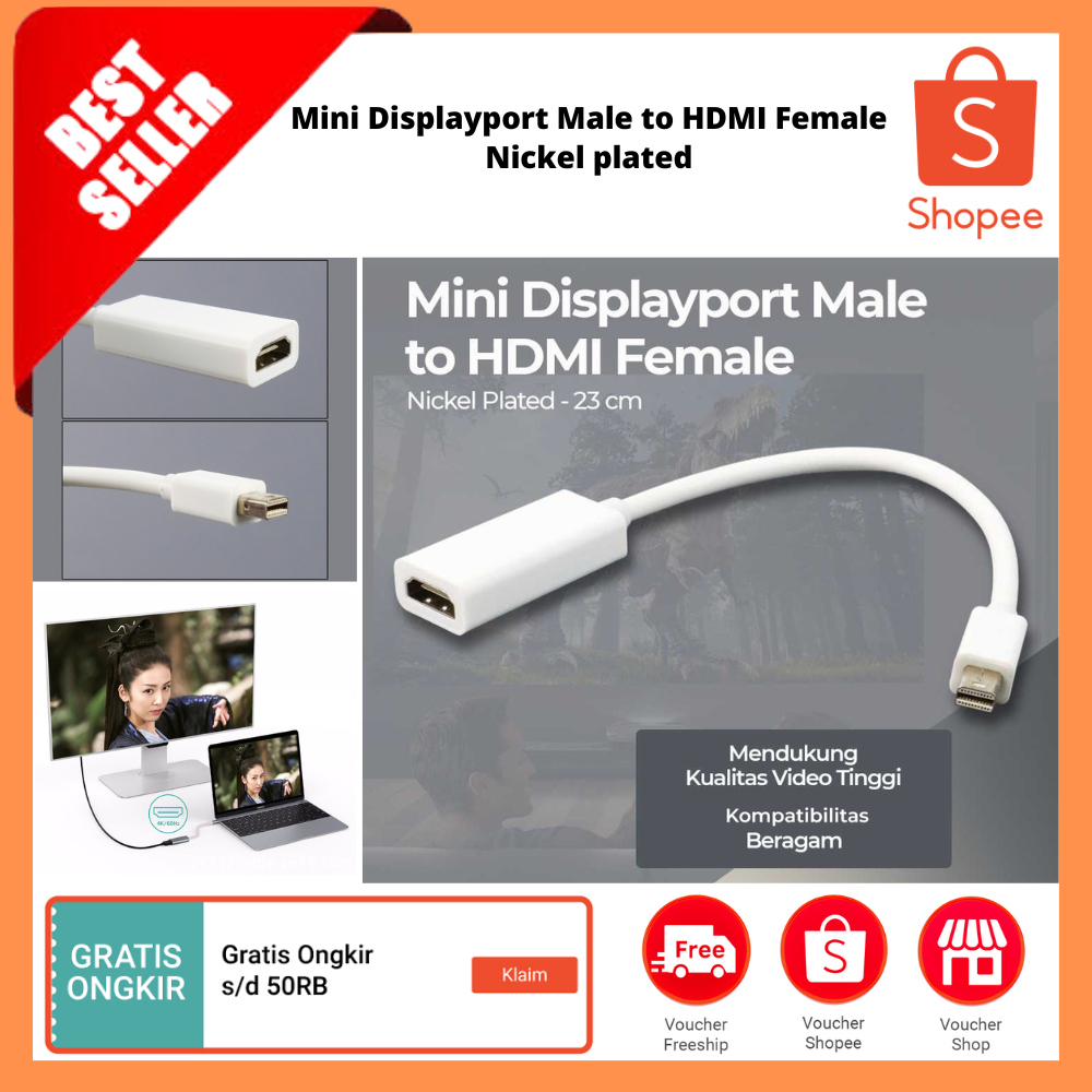 Jual Mini Displayport Male to HDMI Female Nickel plated / Kabel Adaptor ...