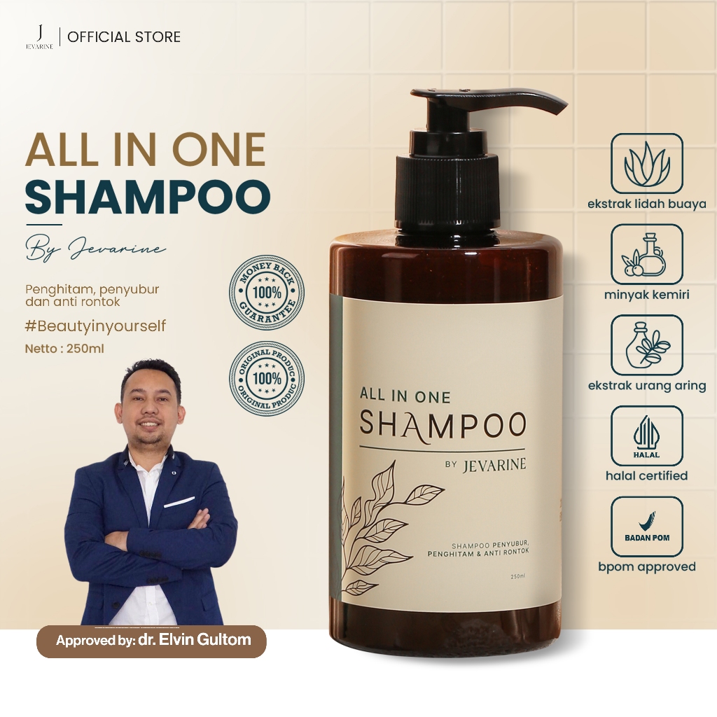 Jual [Approved by dr Elvin Gultom] Jevarine All In One Shampoo - Penyubur , Penghitam dan Anti ...