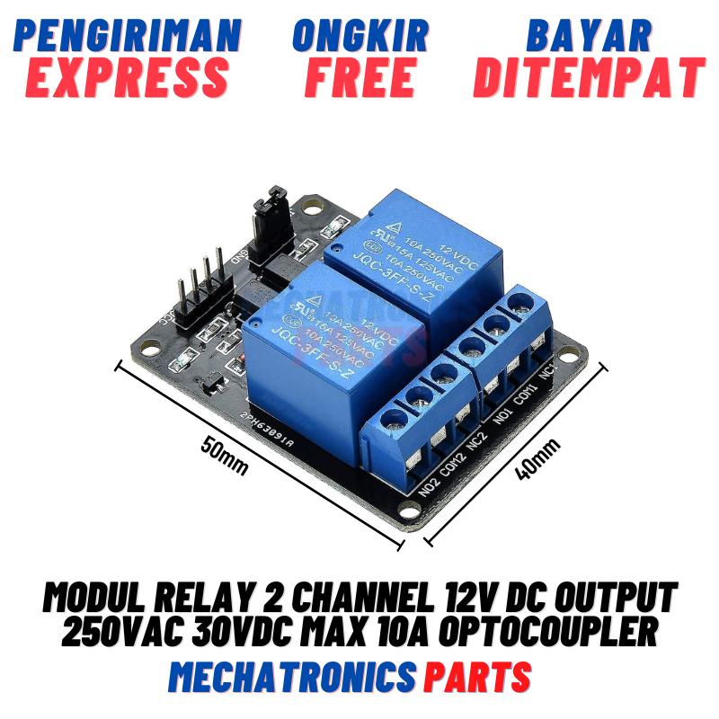 Jual MODUL RELAY 2 CHANNEL 12V DC OUTPUT 250VAC 30VDC MAX 10A ...