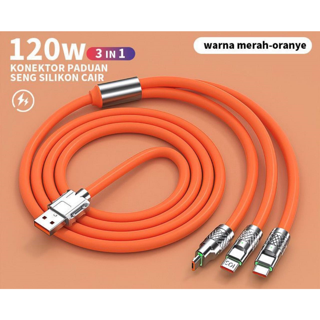 Jual Kabel Data 3 in 1 Fast Charging 120W Kabel Casan 3in1 Micro USB ...