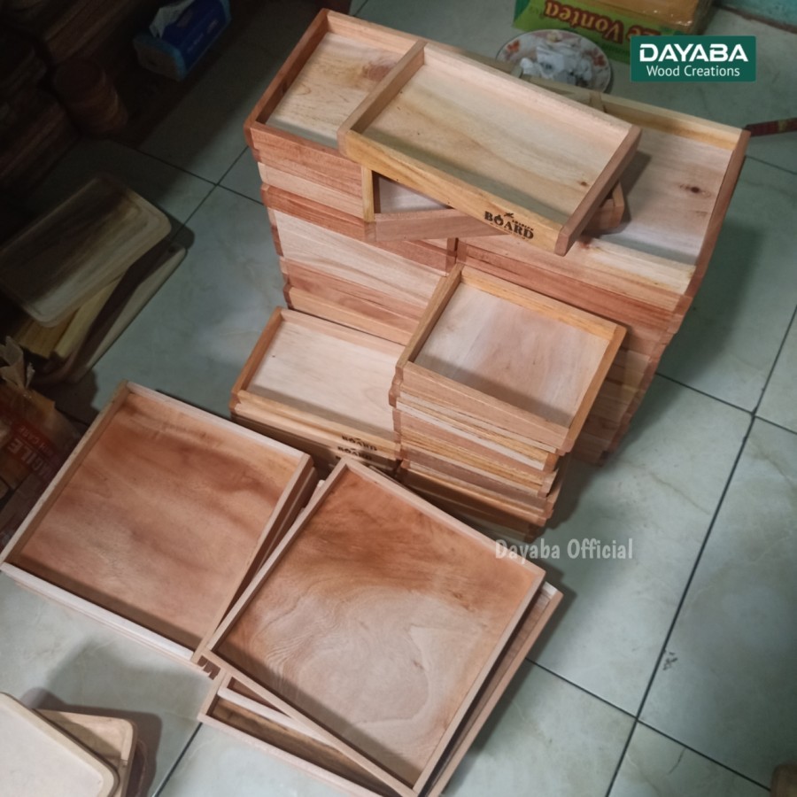 Jual Nampan Kayu Persegi Natural Food Grade - Wooden Tray Baki ...