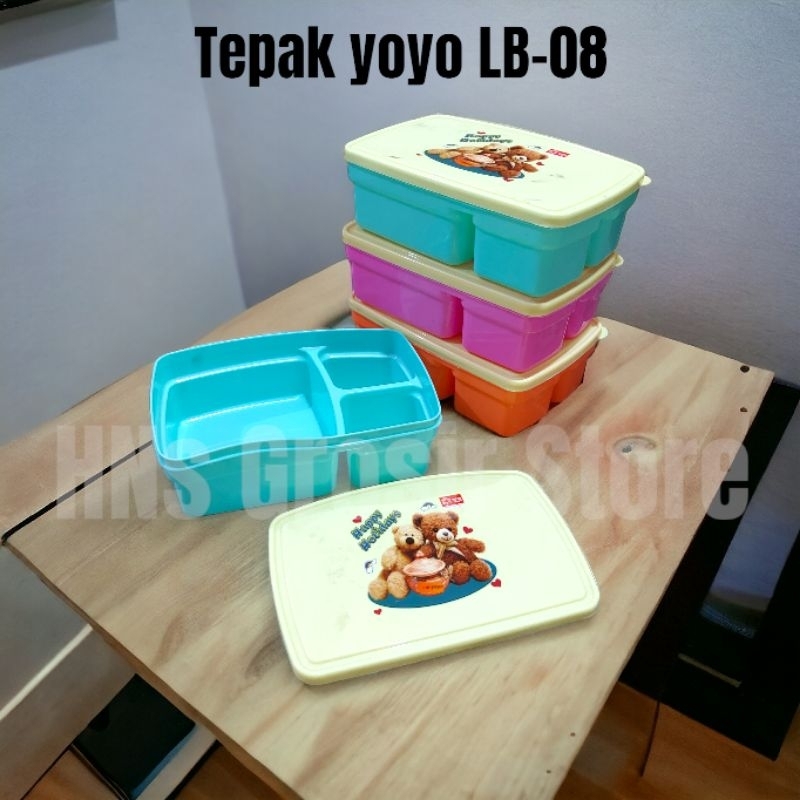 Jual Tepak makan yoyo segi LB-08 segi 3 ruang motif plastik | Shopee Indonesia