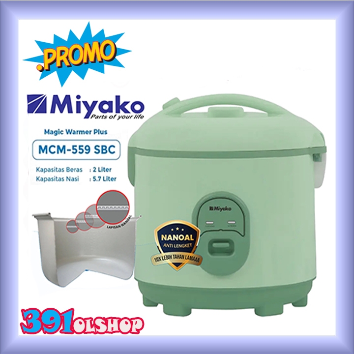 Jual MIYAKO RICE COOKER / MAGIC COM MCM-559 SBC (2 LITER) Hijau panci ...
