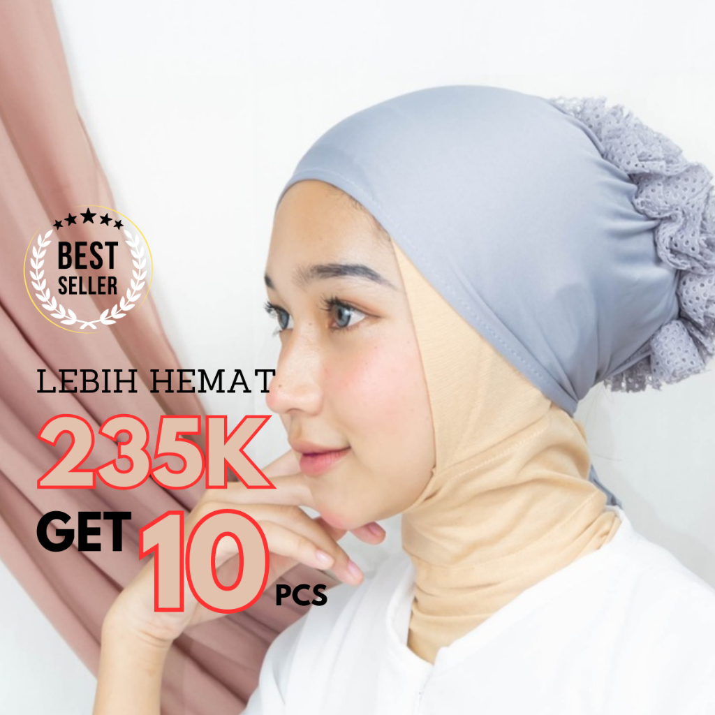 Jual Inner Hijab Turki Cepol Renda Brukat Jumbo Premium || Daleman ...