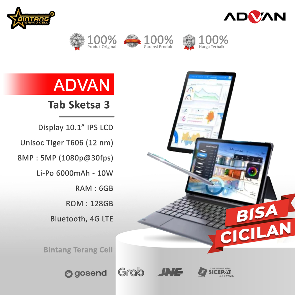 Jual Advan tab tablet advan sketsa 3 ram 6/128Gb android 13 layar 10.1 ...
