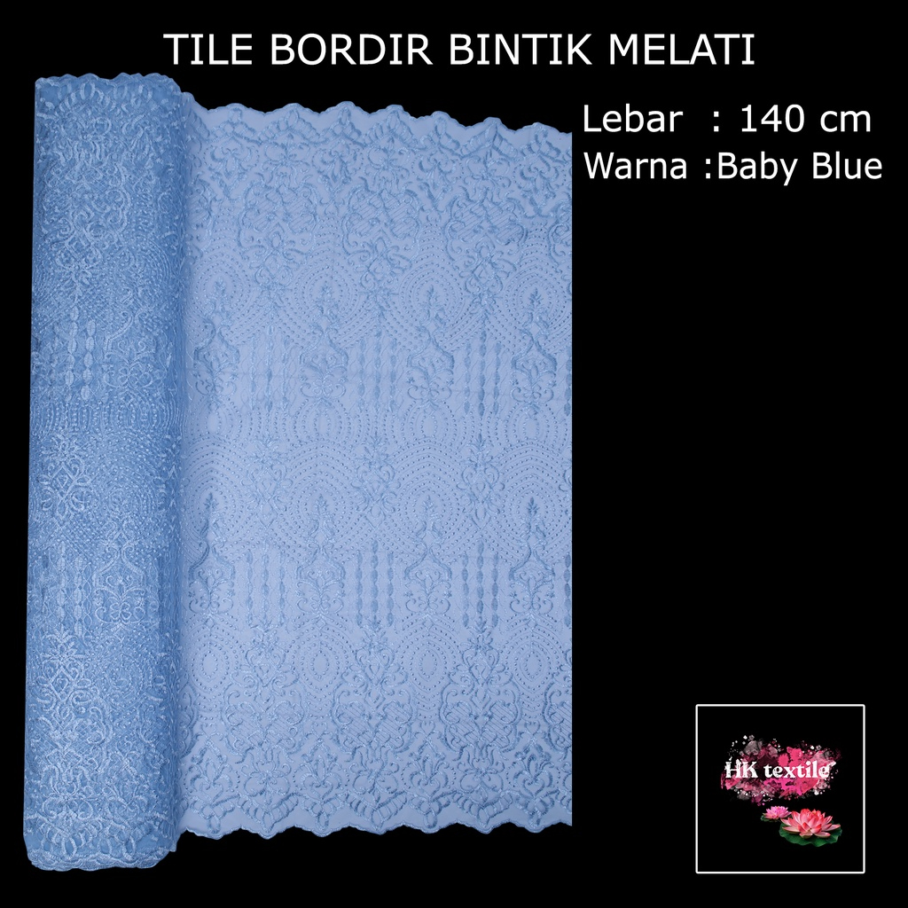 Jual KAIN TILE BORDIR BINTIK MELATI/TILLE BORDIR BUNGA | Shopee Indonesia