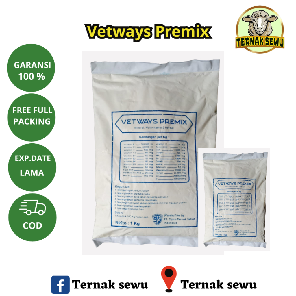Jual VETWAYS PREMIX | Vitamin Mineral & Herbal Penggemuk Untuk Ternak ...