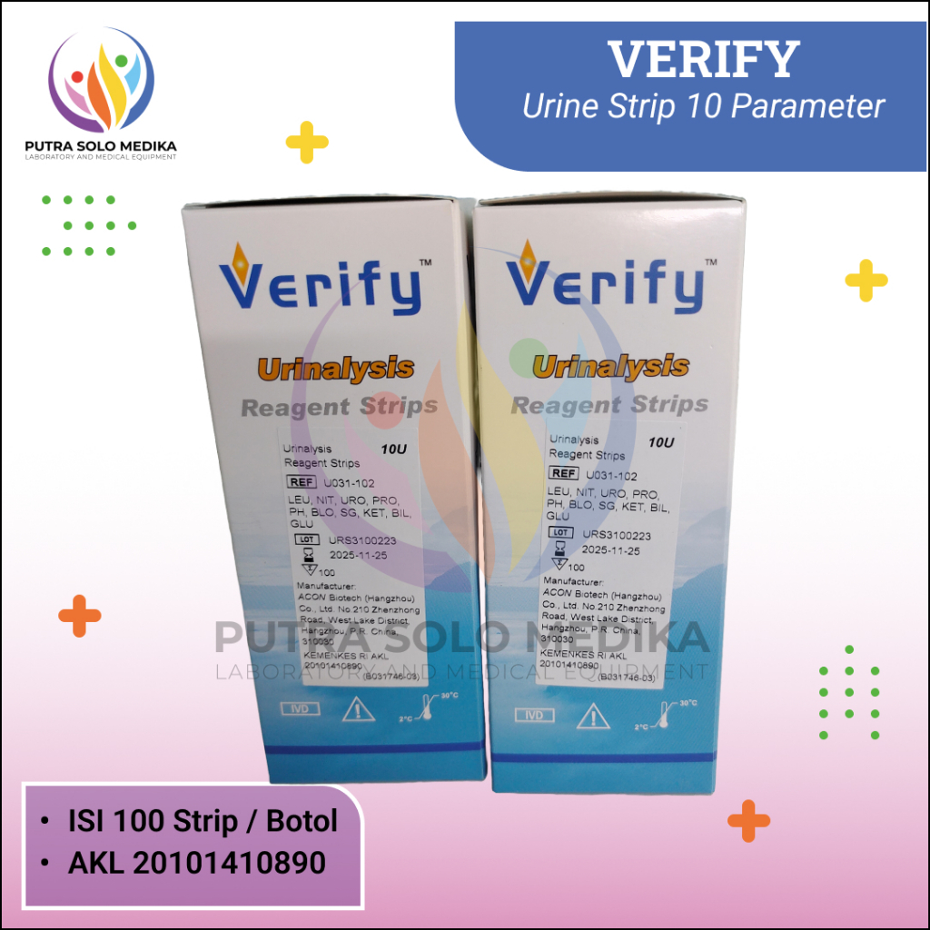 Jual Verify Strips Urine 10 Parameter Urinalysis Reagent Strips 10P 10 ...