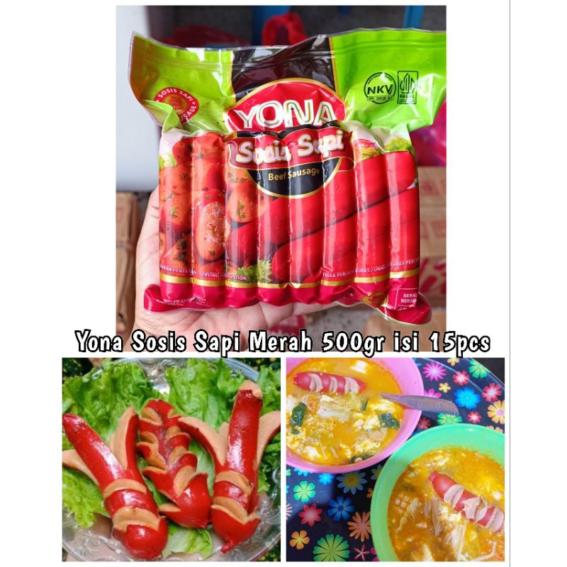 Jual Yona Sosis Sapi merah 500gr isi 15pcs | Shopee Indonesia