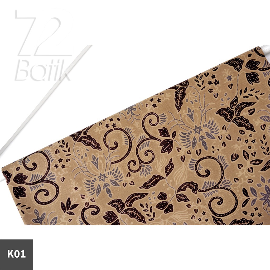 Jual KAIN BATIK PREMIUM Bahan Katun Motif Kembang Setaman Warna Coklat ...