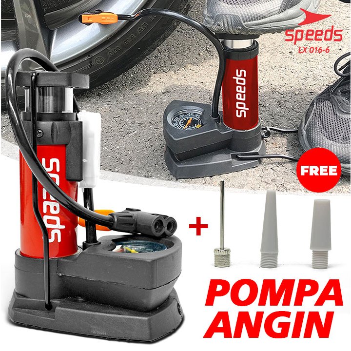 Jual SPEEDS Pompa Ban Mini Foot Pump Portable High Pressure Pompa Angin ...