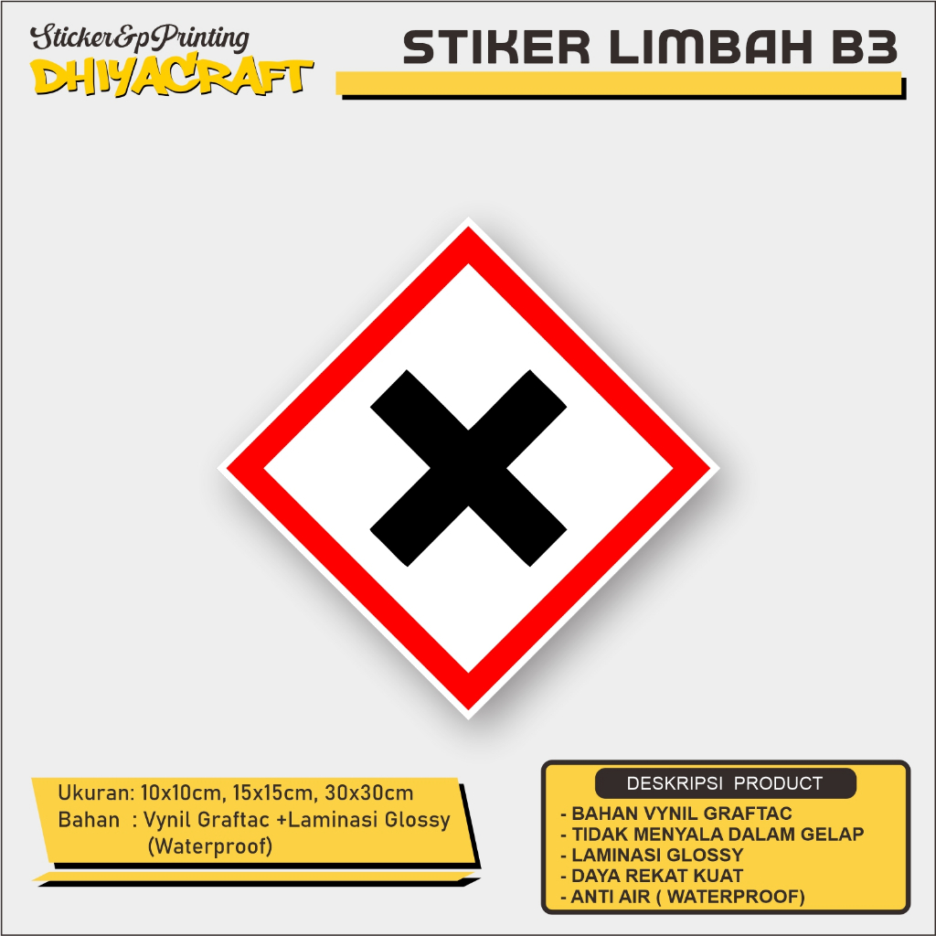 Jual Sticker Label Tanda Simbol Limbah B3 Ukuran 30x30 Stiker Bahan Berbahaya dan Beracun STIKER ...