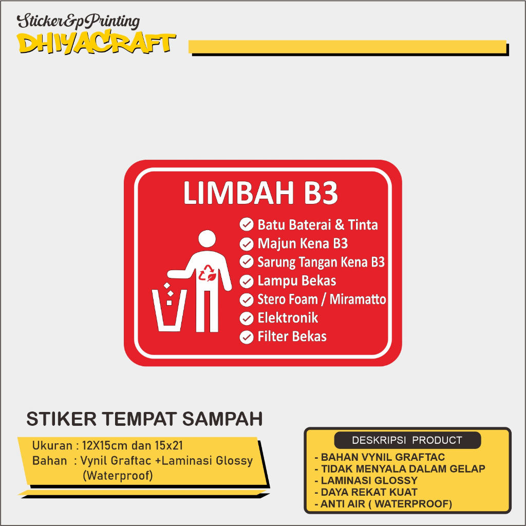 Jual Stiker Sampah Organik, Stiker Sampah Anorganik, Sampah B3 ...