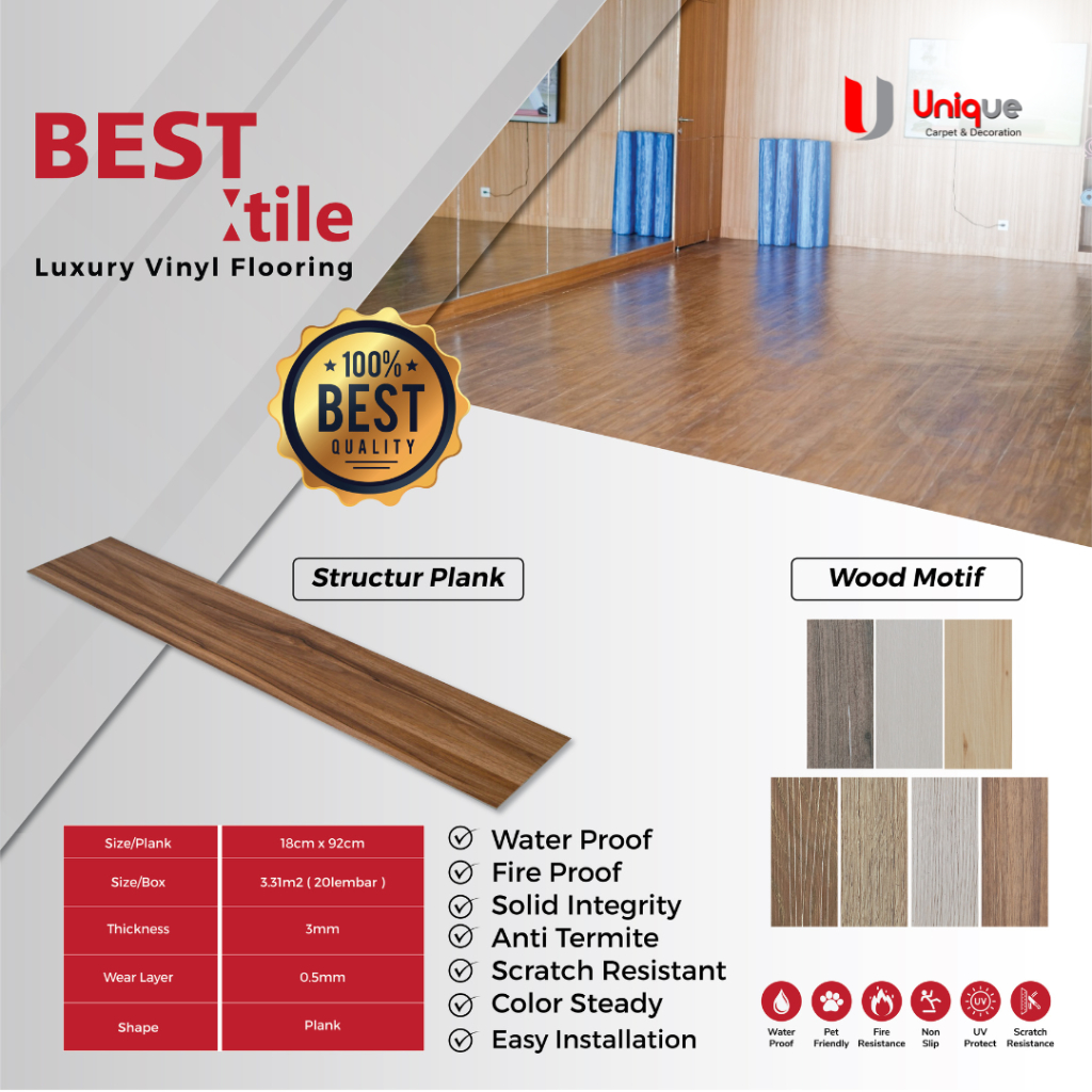 Jual Lantai Vinyl Plank Best Motif Kayu / Tebal 3mm / Vinyl Flooring ...