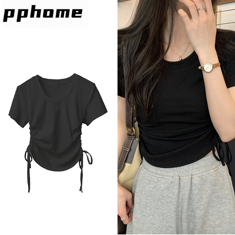 Jual croptee croptop serut/baju crop korea/baju kaos korea wanita/kaos ...
