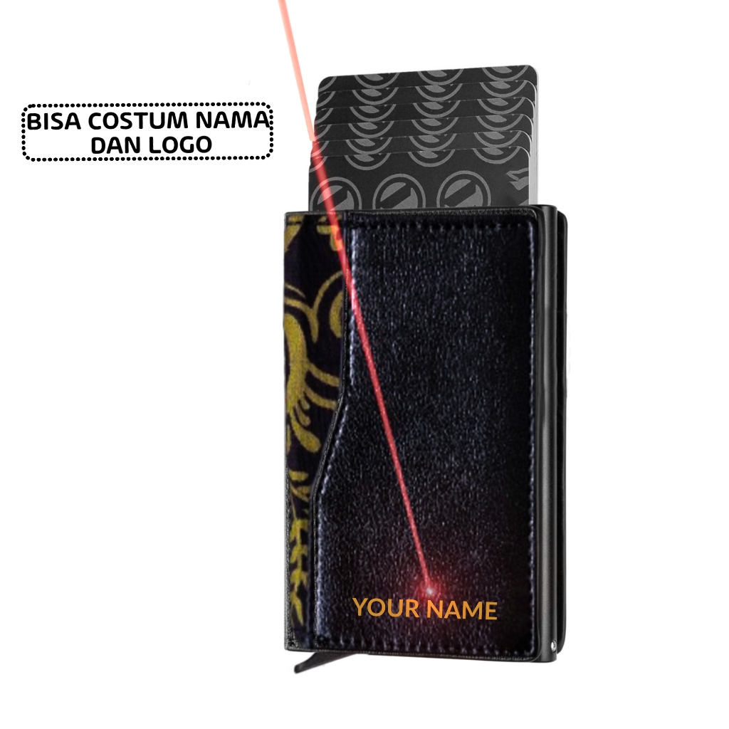 Jual Card Holder Kulit Pop Up Batik Dompet Kartu Costum Nama dan Logo ...