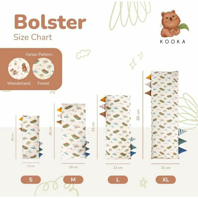 Jual Kooka Bolster Pillow/ Guling Bantal anak/Forest Wonderland cream ...