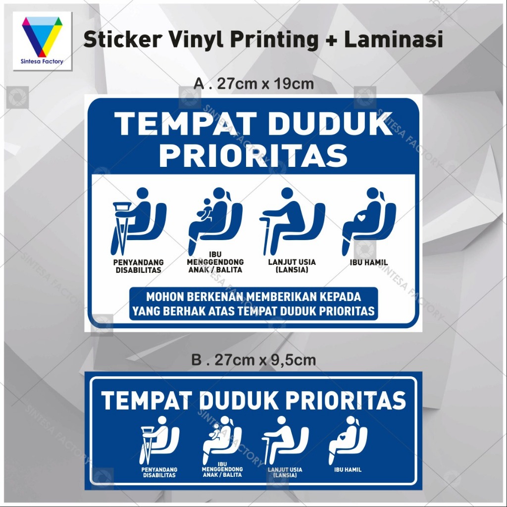 Jual Stiker Tempat duduk prioritas Stiker Ibu hamil Lansia Disabilitas ...